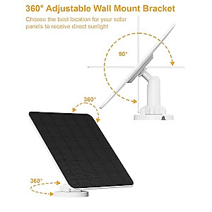 HXVIEW 6W Solar Panel for Security Camera, 5V Solar Panel Charger for Micro USB & USB-C Port Outdoor Camera, 20% Efficiency Than 5W, 360° Adjustable & IP66 Waterproof