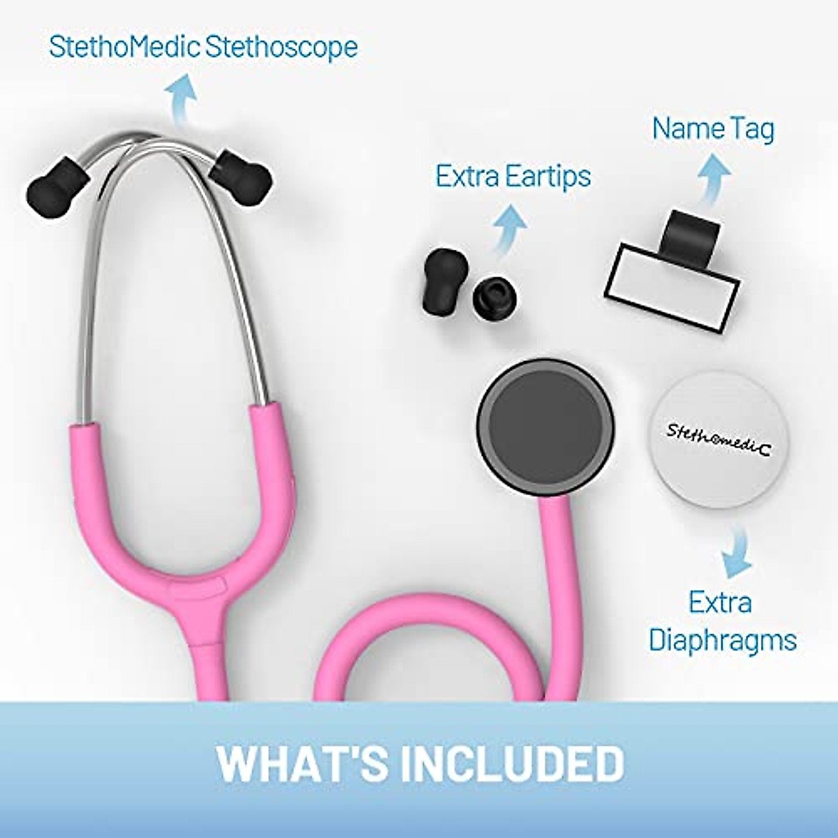 Dual Head Stethoscope for Medical and Home by FriCARE, Classic Lightweight Design, Stethoscope for Adult, Gift for Nurses, Doctors, Medical Students, 28 inch (Peach Pink)