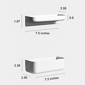 ePizdiz Adhesive Plastic Floating Shelf Stick on Wall Mounted Shower Caddy Shower Organizer for Bathroom Kitchen Bedside Extra Storage Needed (2pcs Tall)
