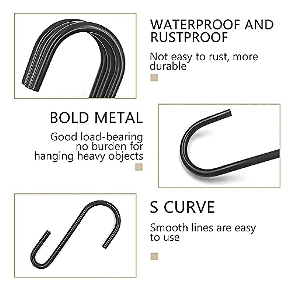 30 Pack S Hooks Pans Pots Rack, 2.4 inch S Shaped Hooks Hangers for Hanging Kitchenware Pots Utensils Clothes Bags Towels Plants