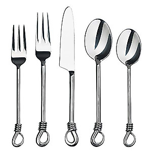 Gourmet Settings 20-piece Silverware Twist Collection Polished Stainless Steel Flatware Sets, Silver