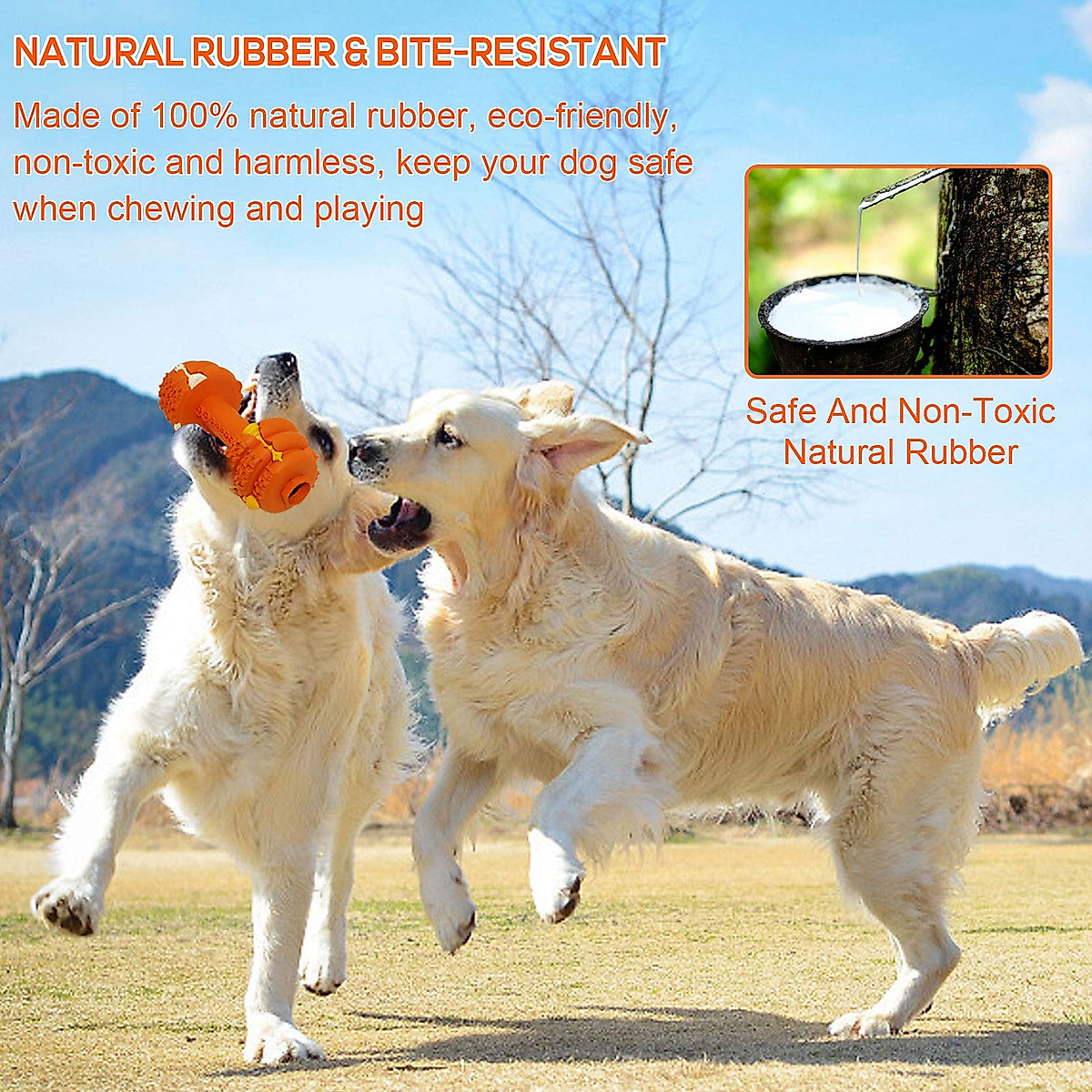 Hswaye Dog Chew Toys for Aggressive Chewers,Food Grade Non-Toxic Dental Pet Toy,Tough Durable Indestructible Dog Toys for Medium Large Dogs.Orange