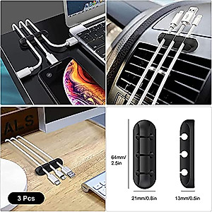 SOULWIT Cable Management Kit, 4 Wire Organizer Sleeve, 3 Cable Holder, 10+2 Cable Organization Straps, 15 Large Cord Clips, 100 Cable Ties for TV PC Computer Under Desk Office