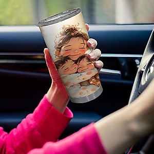 FOCIUZTA 20oz Watercolor Family Love Design Tumbler with lid, Travel Coffee Cup, Ideal for Easter, Mother Day, and birthday gifts