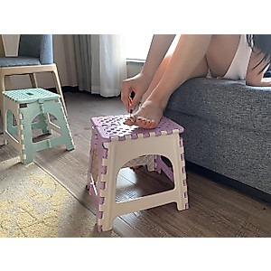 Shower Stool for Shaving Leg, TRANOMOS Foldable Shower Foot Rest, Foldable Shower Step for Shaving Leg, Small Corner Shower Foot Stool for Inside Shower, Plastic Pedicure Foot Rest, Purple