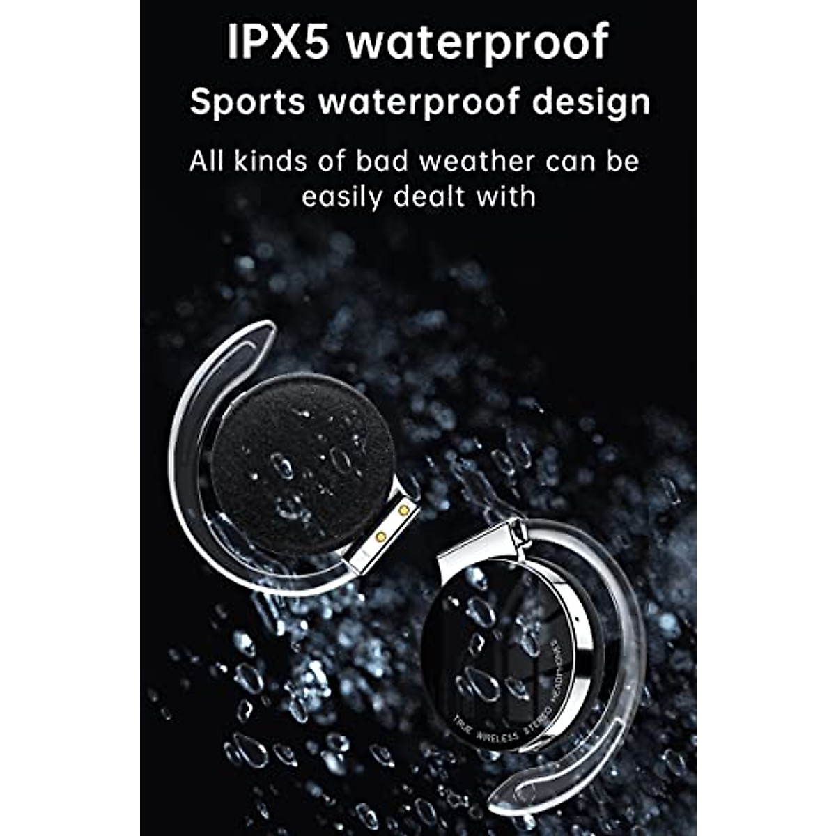 True Wireless Earbuds, Over-Ear Bluetooth 5.2 Earphones with Microphones,Deep Bass, IPX5 Waterproof HiFi Stereo Headsets Sport Ear Hook LED Display Wireless Ear Buds for Gym,Running,Workout (White)