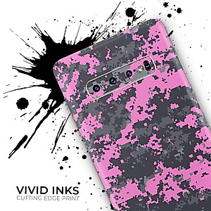 DesignSkinz Pink V3 and Gray Digital Camouflage Protective Vinyl Decal Wrap Skin Cover Compatible with The Samsung Galaxy S20 (Screen Trim & Back Glass Skin)