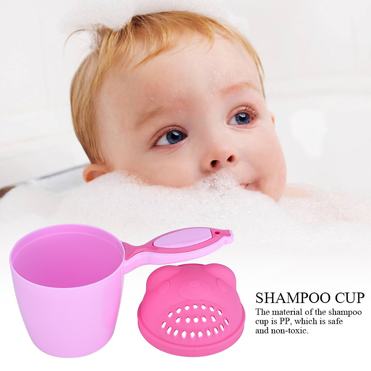 Shampoo Cup, Cute Shampoo Cup Comfortable Handle for Shower for Baby(pink)