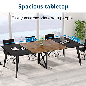 Tribesigns 8FT Conference Table, 94.5L x 47.2W inch Large Modern Meeting Table, Seminar Training Table with Grommet Holes for Office Conference Room