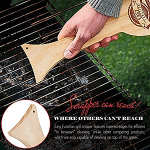 Easy Function Wood Grill Scraper - Wooden BBQ Grill Brush Cleaner Alternative - Enjoy Safe & Bristle Free Barbecue