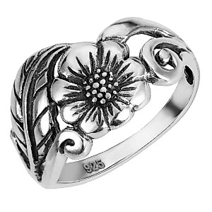 CloseoutWarehouse 925 Sterling Silver Karen's Flower Ring Size 6