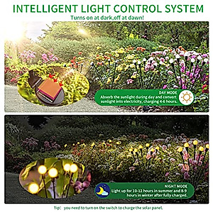 Vibera Solar Garden Lights 6 LED Firefly Lights Solar Outdoor Waterproof Solar Powered Outdoor Lights Decorative for Garden Swaying Solar Garden Lights Decorative for Pathway Patio Yard（2pack）
