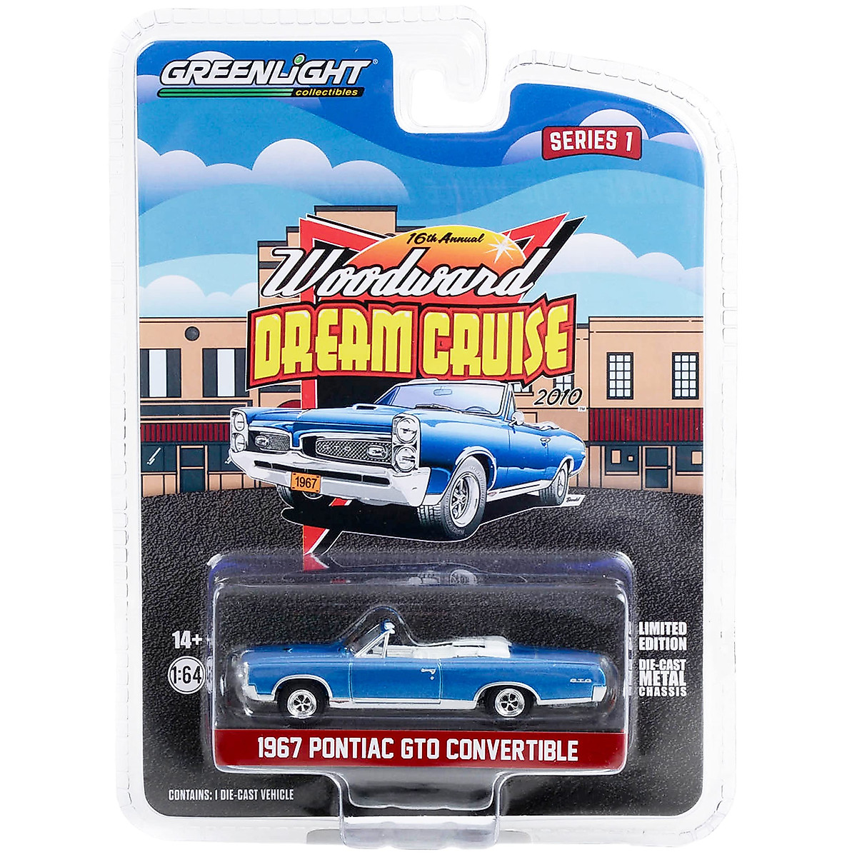 1967 Pontiac GTO Convertible Blue Met. w/White Interior 16th Annual Woodward Dream Cruise (2010) 1 1/64 Diecast Model Car by Greenlight 37280 A