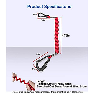 8M0092849 Boat Kill Switch Lanyard - [2 PCS] Boat Engine Emergency Stop Switch, Safety Lanyard Cord Tether for Mercury Mercruiser Outboard Motor Replacement 15920T54, 15920A54, 15920Q54, Red, 36 Inch
