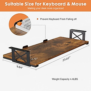 Sweetcrispy Electric Standing Desk Adjustable Height, 48 x 24 inch Stand up Sit Stand Desk with Keyboard Tray, Ergonomic Home Office Rising Table Computer Workstation Gaming Work Desk, Rustic Brown