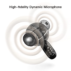 ZREE Bluetooth Karaoke Microphone for Kids and Adults Wireless Portable Handheld Mic Karaoke Machine with Speaker Singing Microphones for Carpool Journey Home Party(Black)