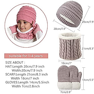 3Pcs Kids Winter Beanie Hat Scarf Gloves for 1-10 Years boys girls Set, Toddler Hats Gloves Scarf Set (Grey 1-4 yrs)