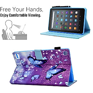 BYCeKe Fire 7 Tablet Case (9th/7th/5th Generation, 2019/2017/2015 Release), PU Leather Stand Cover Case with Auto Wake/Sleep, Not Fit All-New Fire 7 Tablet 12th Gen 2022 Release, Butterfly