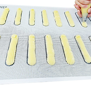 Bluedrop Eclair Baking Sheets Perforated Silicone Baking Mats For Bread Cookies Open Mesh Non Stick Oven Liner