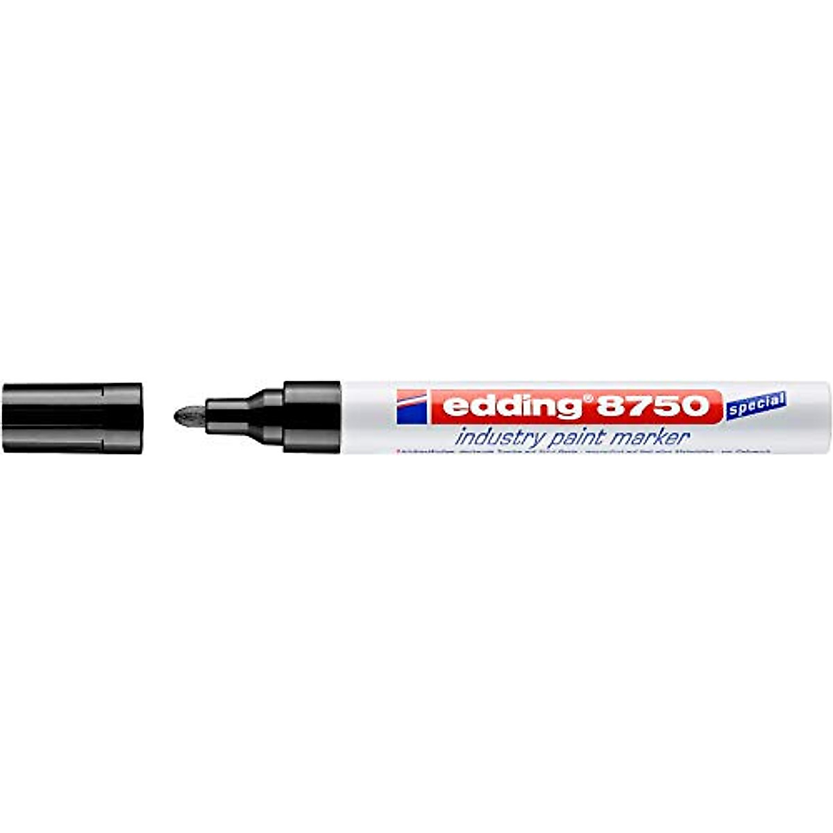 edding 8750 industry paint marker - black - 1 pen - round nib 2-4 mm - paint marker for writing on dusty, slightly oily surfaces, tyres, metal, glass and wood - permanent, waterproof