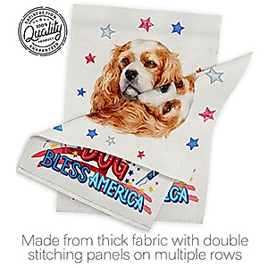 Breeze Decor Patriotic Cavalier King Spaniel Garden Flag-Set Wood Dowel Dog Puppy Spoiled Paw Canine Fur Pet Nature Farm Animal Creature House Banner Small Yard Gift Double-Sided, Made in USA