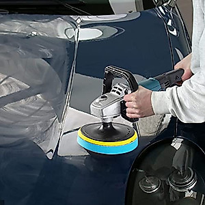 Buffer Polisher, 1200W 7-inch Car Polisher with 6 Variable Speed, 5 Foam Pads, Detachable Handle and Safety Lock Car Buffer Polisher Ideal for Car Sanding, Polishing, Waxing (Upgraded)
