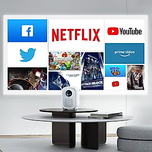 ZEEMR Netflix Certified Projector, Native 1080P 4K Smart Projector with Wifi and Bluetooth, Full HD Dolby, AI Auto Focus and Trapezoid Correction, Fully Sealed Dust-Proof, Linux System (White)