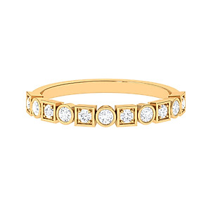 Rosec Jewels Certified Moissanite Eternity Anniversary Band Ring for Women, D Color Vs1 Clarity, 14K Yellow Gold, Size:US 7.00