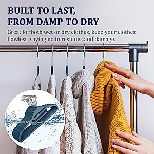 Flysums Plastic Hangers, 50 Pack Coat Hangers Rubber Coated Clothes Hangers with Non-Slip Design, Ultra Slim & Heavy Duty Suit Hangers, Space Saving Hangers for Closet (Blue- S Shaped)