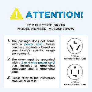Midea MLE25H7BWW Heat Pump, Ventless Front Load Dryer Stackable Washing Machine, Energy Efficient and Space Saving, 4.4 Cu.ft, White