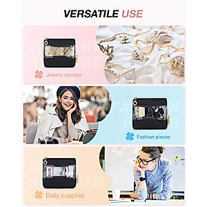 BAGSMART Travel Jewelry Organizer Case,Portable Storage Bag for Travel,Jewelry Pouch for Tangle-Free Necklaces, Earrings,Rings,Bracelet,Small,4pc Pink&Black with 4 Clover