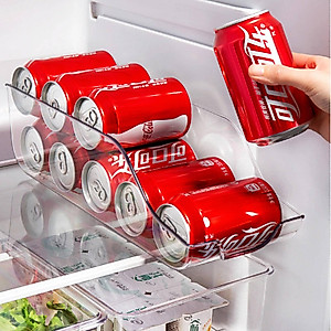 NC Can Drink Holder Storage & Dispenser Bin for Refrigerator, Freezer, Countertop, Cabinets & Pantry - Holds Up to 9 Cans (7oz) - Beverage & Canned Food Organizer