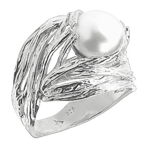 Silpada 'Nested Cultured Pearl' 9.5-10 mm Freshwater Cultured Pearl Ring in Sterling Silver, Size 8 Size 8
