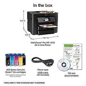 Epson WorkForce Pro WF-4730 Wireless All-in-One Color Inkjet Printer, Copier, Scanner with Wi-Fi Direct, Amazon Dash Replenishment Ready