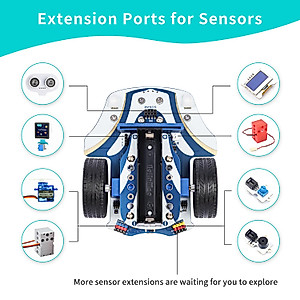 ELECFREAKS microbit Cutebot Pro DIY Programmable Robot Car Kit with 4 Line-tracking Sensors and Encoded Motor,STEM Educational Project Makecode Coding Car (not Include Micro:bit and Battery)