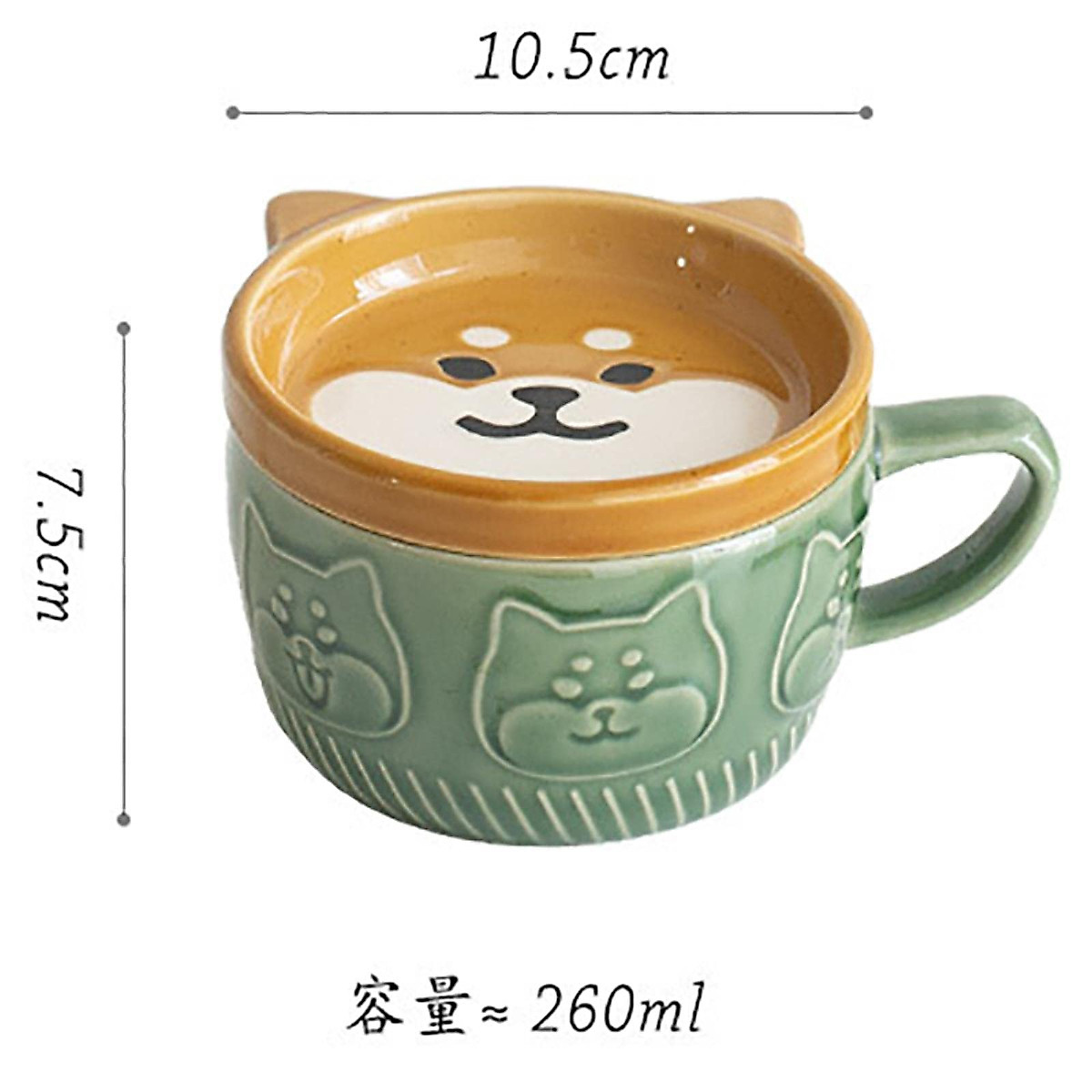Japanese Mug with Lid Shiba Inu Panda Ceramic Cup Household Water Cup Coffee Cup Breakfast Cup Milk Cup Couple Cup Drinkware