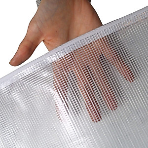 12pcs A4 Mesh Zipper Pouches | Clear Plastic Pouches with Zipper | mesh Zipper Pouch Document Bag |Puzzle & Board Games Storage Bag, Office Supplies