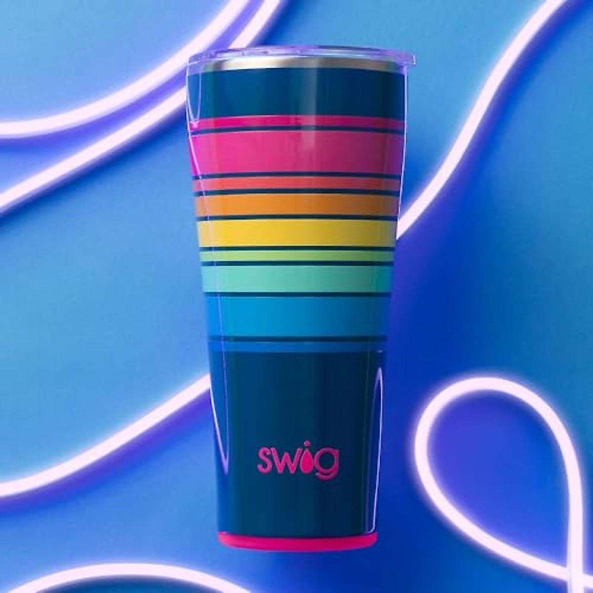 Swig Life 32oz Insulated Tumbler, Travel Coffee Tumbler with Lid, Cup Holder Friendly Travel Coffee Mug, Stainless Steel Thermos with Lid (Electric Slide)