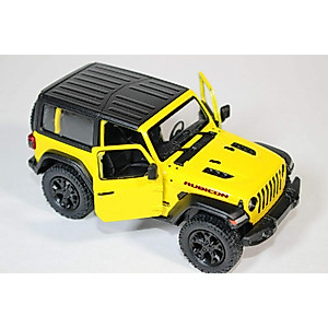 KiNSMART 2018 Jeep Wrangler Rudicon Hard Top Yellow 5" 1:34 Scale Die Cast Metal Model Toy w/ Pullback Action