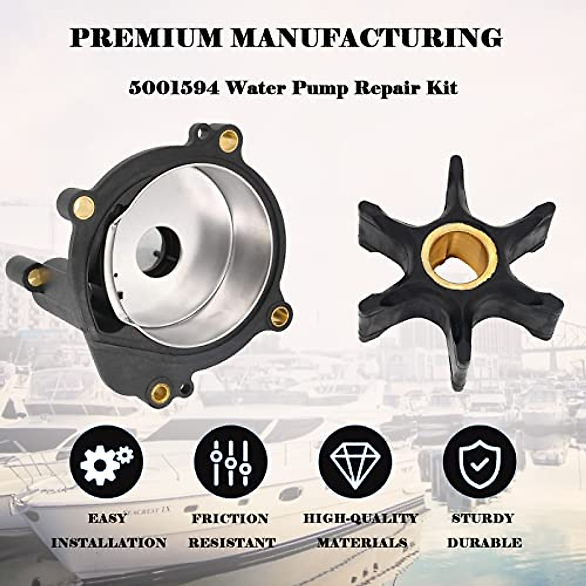 5001594 Evinrude Water Pump Kit, for Johnson Evinrude V4 V6 V8 85-300HP Outboard Motor Parts Replaces: PN 5001594 395062 434421 Sierra Marine 18-3392