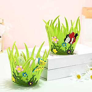 Non- Woven Felt Easter Egg Basket: Fabric Baskets 4Pcs Craft Felt Baskets for Easter Egg Hunts Party Decoration