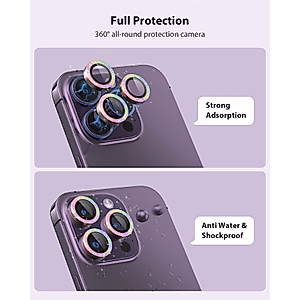 LRONFIEE for iPhone 14 Pro and iPhone 14 Pro Max Camera Lens Protector Aluminium Alloy Tempered Glass Camera Cover for iPhone 14 Pro Max 6.7"/ 14 Pro 6.1" (1 Set) CD Texture Gold