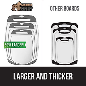Gorilla Grip Cutting Board Set of 3 and Silicone Baking Mats, 2 Pack, Both in Gray Color, Cutting Boards are Reversible, Baking Mats are Quarter Sheet Size, 2 Item Bundle
