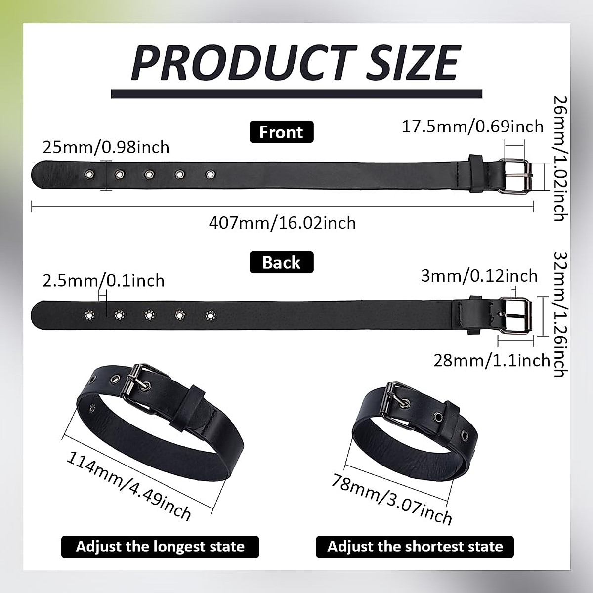 FINGERINSPIRE 4 Pcs Traditional Kilt Extender Straps Leather Cuff Belt Buckles 0.9x16 inch Black PU Leather Adjustable Belt with Metal Square Buckle Women's Belt for Coat Jacket Dress Bags DIY Craft