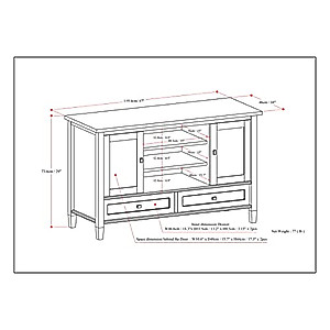 SIMPLIHOME Warm Shaker SOLID WOOD 47 Inch Wide Transitional TV Media Stand in Tobacco Brown for TVs up to 50 Inches, For the Living Room and Entertainment Center