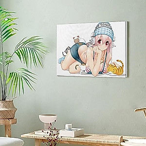 Super Sonico Anime Posters Kawaii Girls Swimsuit Cartoon Aesthetic Poster (3) Wall Art Paintings Canvas Wall Decor Home Decor Living Room Decor Aesthetic 16x20inch(40x51cm) Frame-Style