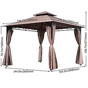 FDW Canopy Tent Gazebo 10' X 13' Grill Gazebo for Patios BBQ Outdoor Patio Large Garden Top Gazebo with Sidewall Party Tent
