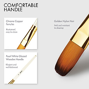 ARTIFY 15 Pieces Paint Brush Set, Intermediate Series, Includes Pop-Up Carrying Case with Palette Knife and 2 Sponges, for Acrylic, Oil, Watercolor and Gouache Painting - Pearl White