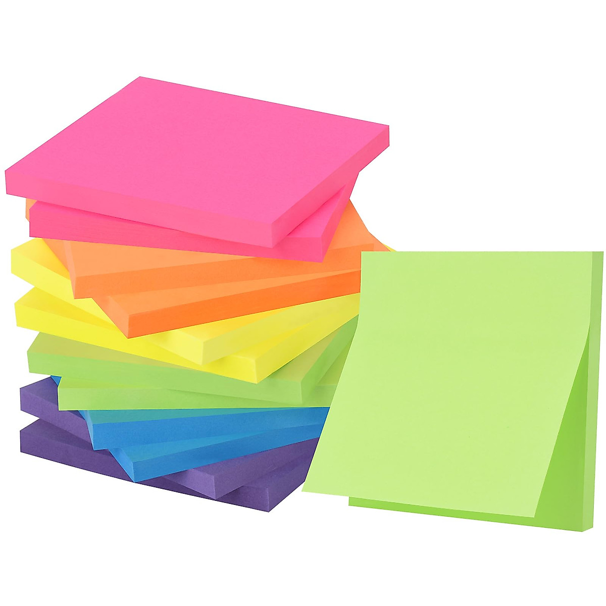 (12 Pack) Sticky Notes 3x3 Inches, ZCZN Neon Color Self-Stick Note Pads, Colorful Sticky Notes Bulk, Easy to Post for Home, Office, School - 60 Sheets/Pad