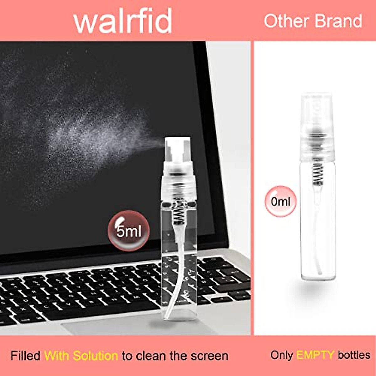 walrfid Laptop Keyboard Earbud Screen Cleaner Sprayer Kit for Airpods Pro MacBook iPad iPhone iPod, Electronics Airpod Cleaning Pen Brush Tool for PC TV Phone Computer - 5ml Screens Cleaners Spray